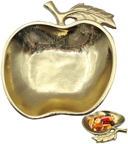 Amazon.com | Fuition Decor - Gold and Red Apple Candy Dish For Desk ...