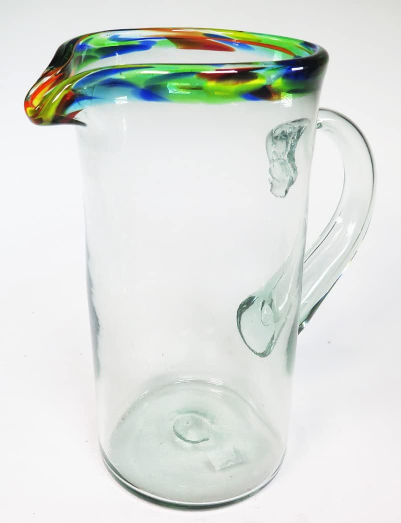 Amazon.com: Mexican Glass Margarita Confetti Rim Pitcher, hand blown ...