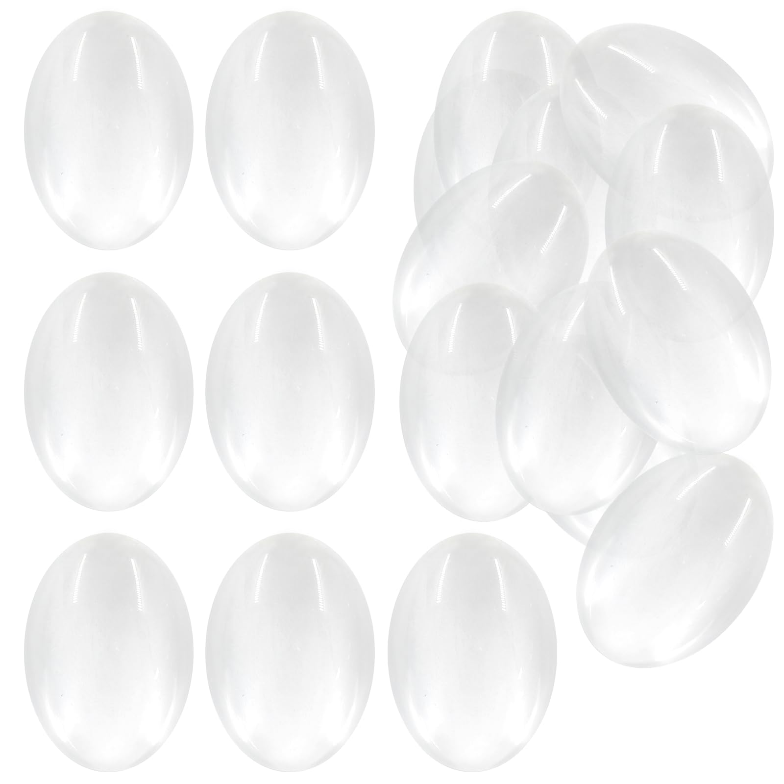 Amazon.com: Hitefu 72PCS Oval Glass Cabochons, Flat Back Clear ...