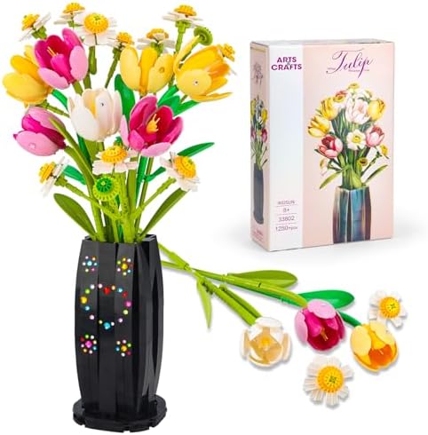 Amazon.com: Dexblocks 1000 Pcs Flower Bouquet Building Kit,Artificial ...