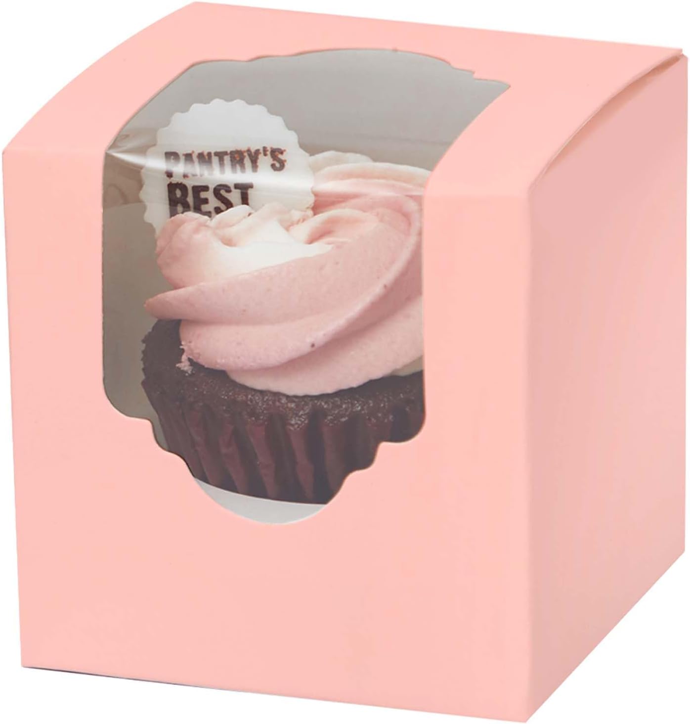 Amazon.com: qiqee 100pcs Auto-Popup Mini Cupcake Boxes Individual Pink ...