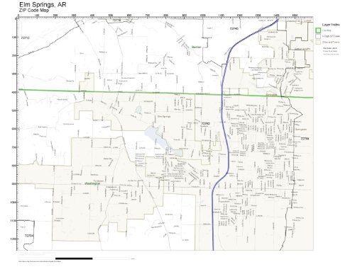 ZIP Code Wall Map of Elm Springs, AR ZIP Code Map Laminated: Amazon.com ...