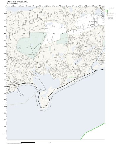 Amazon.com : ZIP Code Wall Map of West Yarmouth, MA ZIP Code Map ...