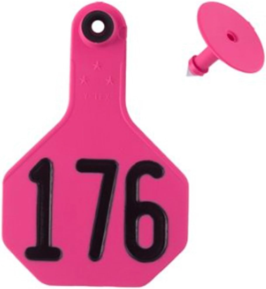 Amazon.com: YTEX 3 Star Medium Cattle ID Ear Tags Pink Numbered 1-25 ...