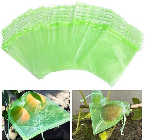 100 PCS Fruit Protection Bags,Grape Netting Bags with Drawstring,Garden ...