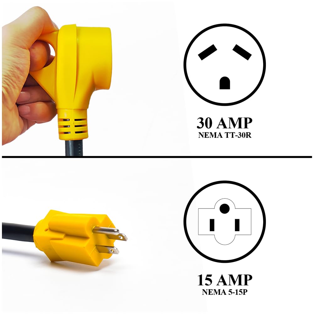 30 Amp To 15 Amp Rv Adapter Marinco Straight Adapter, 30A Male - 15A ...