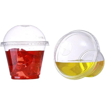 Amazon.com: TashiBox 9 Ounce -100 Pack plastic cups with dome lids ...