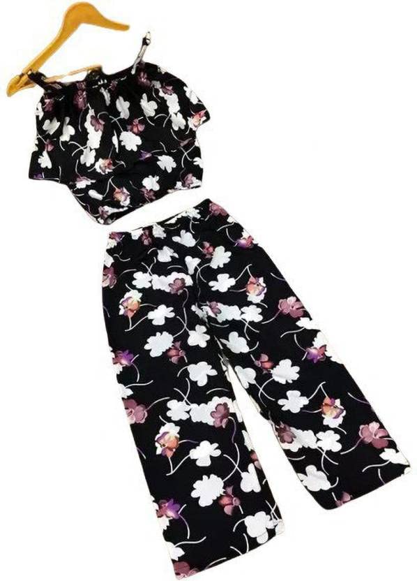 Buy AXELUS Floral Girls Jump Suit Dress Black_5-6 Years at Amazon.in