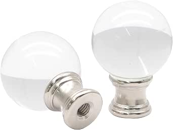 Biaungdo 2 Pack Glass Crystal Lamp Finial, Clear Lamp Finial Cap Knob ...