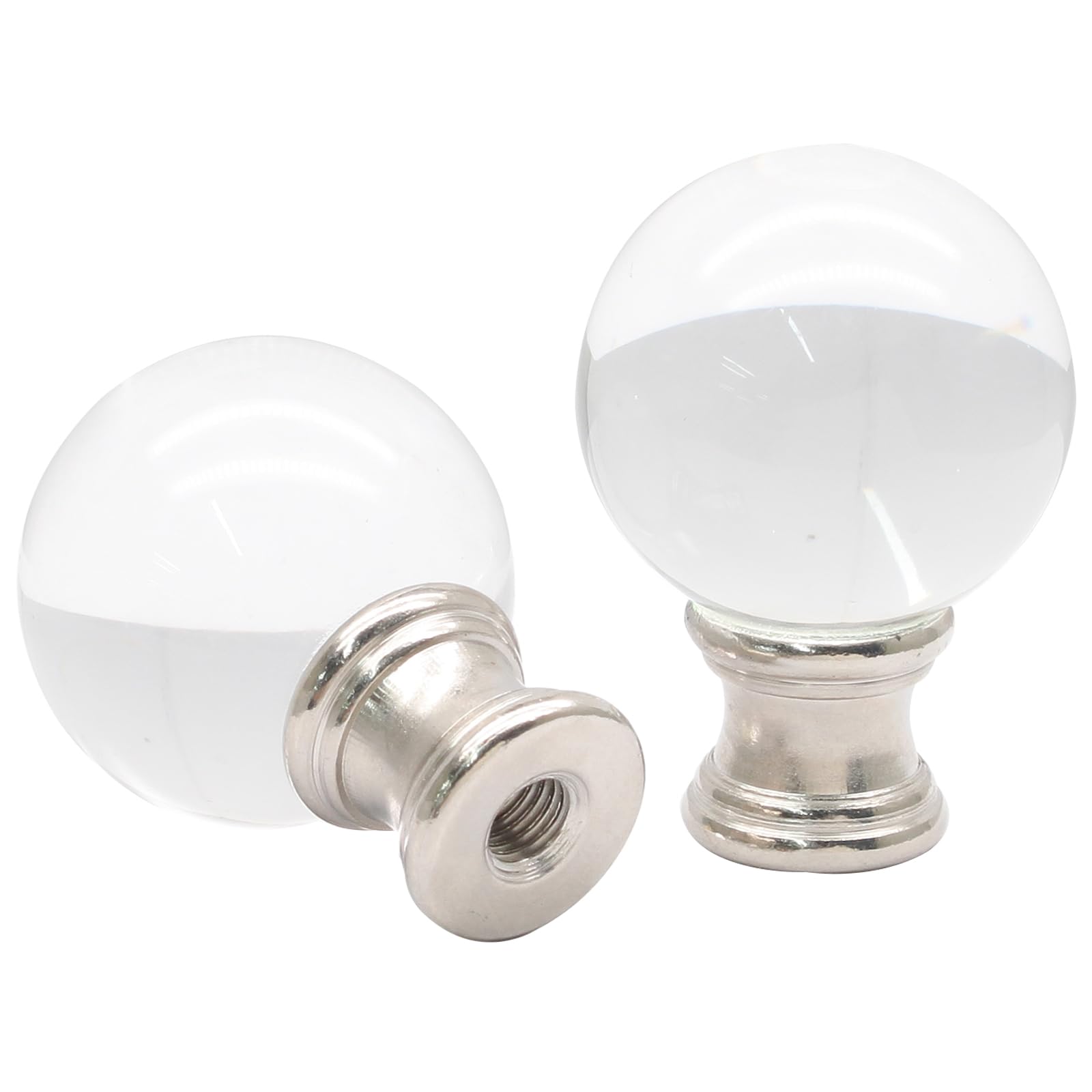 Biaungdo 2 Pack Glass Crystal Lamp Finial, Clear Lamp Finial Cap Knob ...