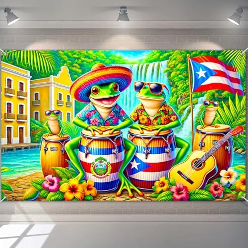 Amazon.com: BlissYard Puerto Rico Frog Banner 71x43 Inch Tropical Coqui ...