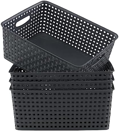 Amazon.com: Readsky Small Plastic Storage Baskets with Handles, Desktop ...