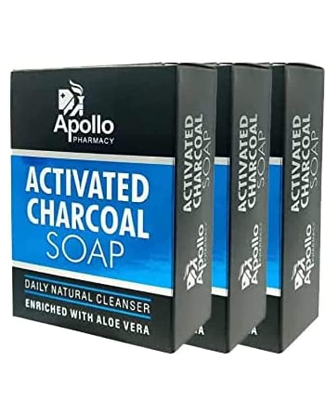 Buy Apollo Pharmacy Activated Charcoal Soap, 375 gm (3x125 gm) 3 soaps ...