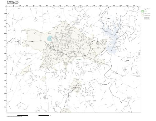 ZIP Code Wall Map of Shelby, NC ZIP Code Map Not Laminated: Amazon.com ...