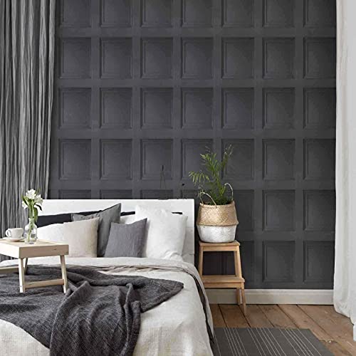 SOPHIE LAURENCE Wood Panel Effect Wallpaper Realistic Square Panelling ...