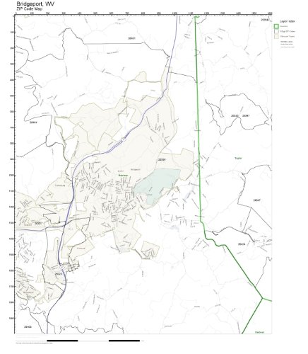 Amazon.com : ZIP Code Wall Map of Bridgeport, WV ZIP Code Map Not ...