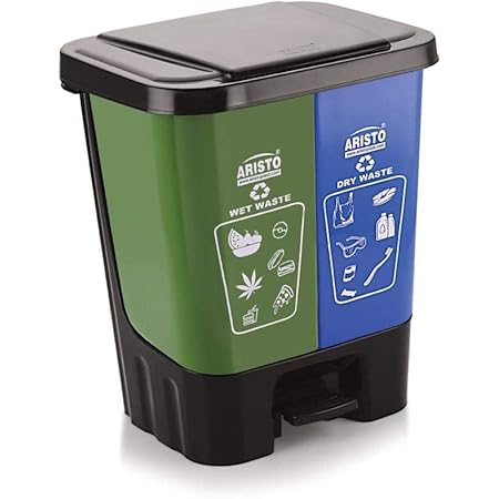 Nayasa 2 In 1 Dustbin - Dry Waste and Wet Waste Step-On Dustbin (33 ...