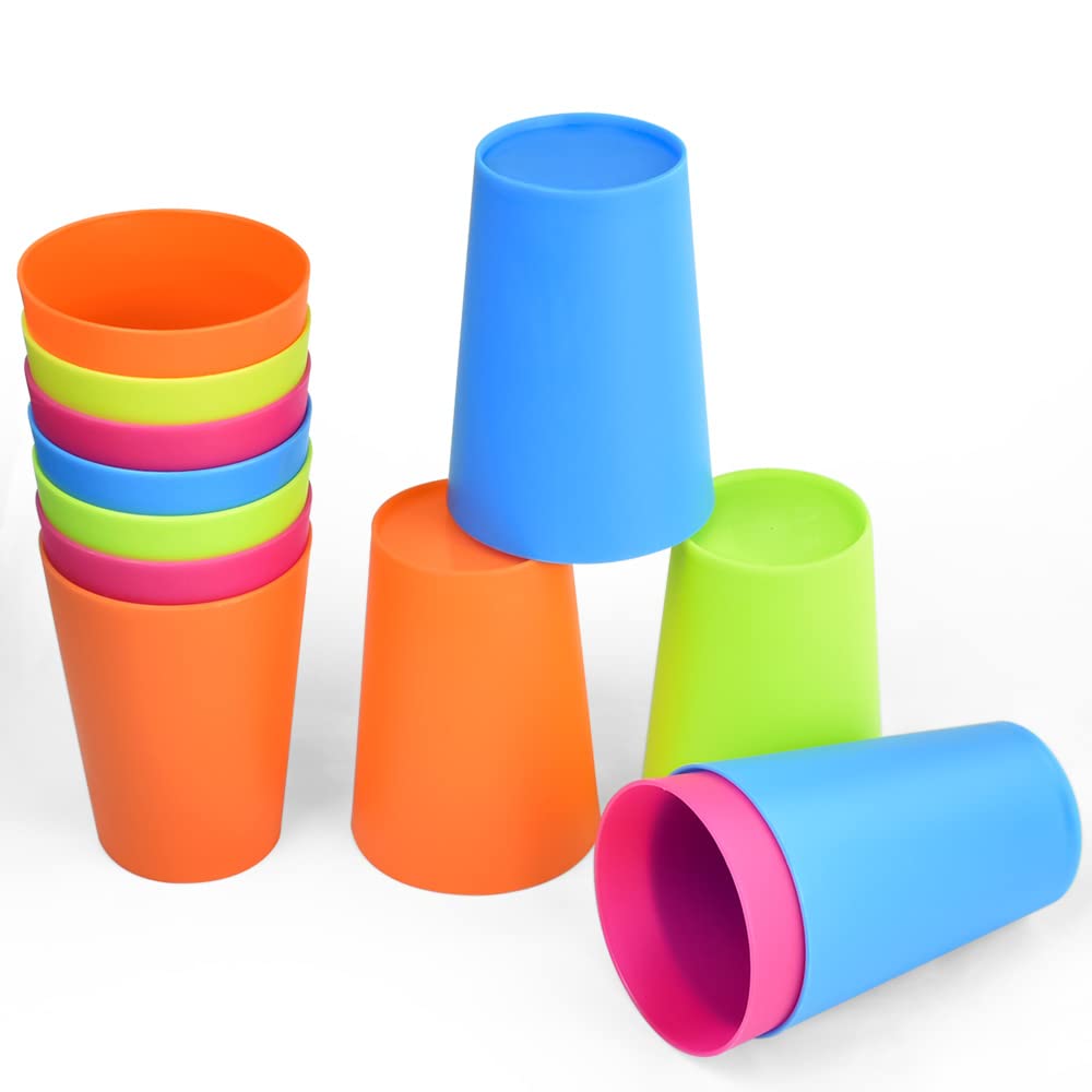 Corsehild 12 PCS Reusable Plastic Cups, 250ml Plastic Drinking Cups ...