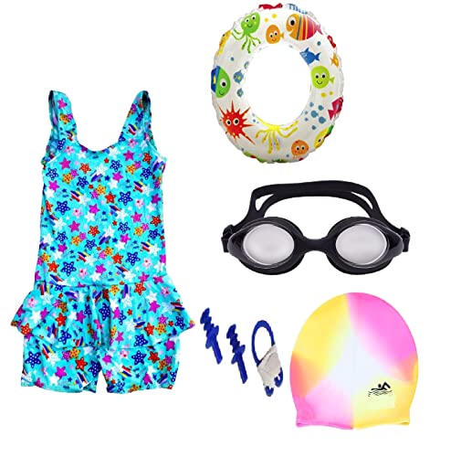 LEBAMI Girls Swimming Kit with Swimming Costume Swimming Goggles Swim ...