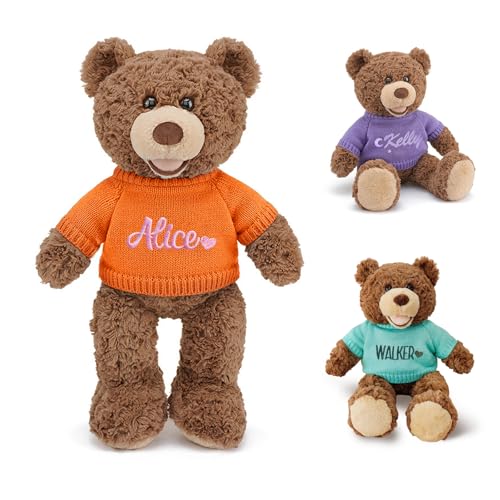 Amazon.com: Custom Teddy Bear Stuffed Animal, Cute Plush Bear with ...