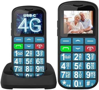 Tosaju Senior Mobile Phone 4G Big Button Phone for Elderly Simple Basic ...