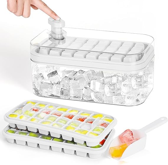 Buy ZENOVISTA 2 Layer Ice Cube Tray with Lid & Bin, Square Ice Cubes ...