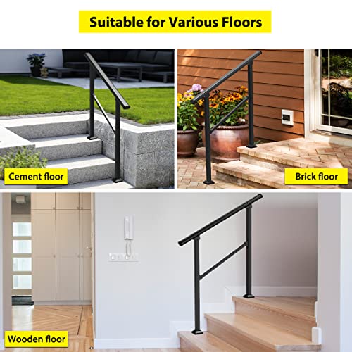 Snapklik.com : Handrails For Outdoor Steps, 3 Step HandRail Fit 2 Or 3 ...