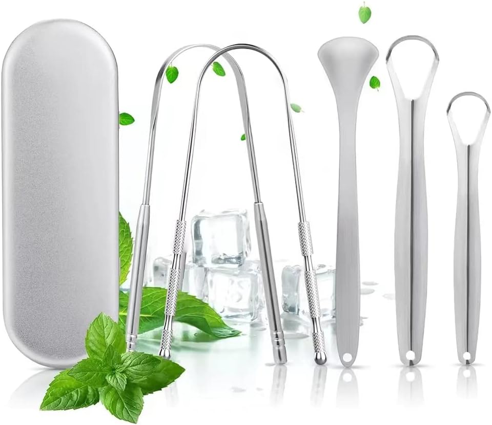 Amazon.com : 2 Pcs Tongue Scraper,Stainless Steel Tongue Cleaner for ...