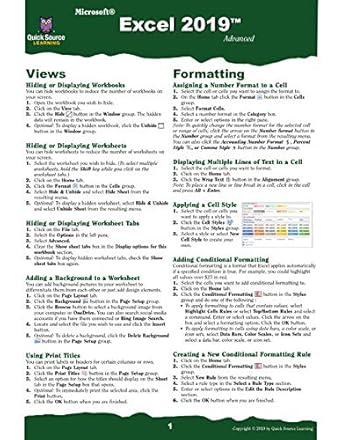 Excel 2019 Advanced Quick Source Reference Guide: Quick Source: 9781935518877: Amazon.com: Books