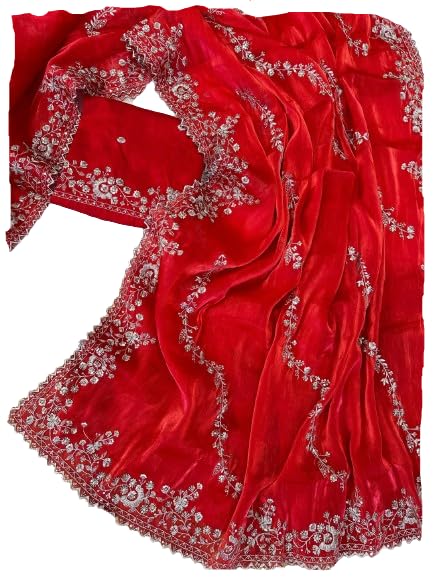 Buy infloura Women's And Girls Soft Zimmy Chu Saree With silver jari ...