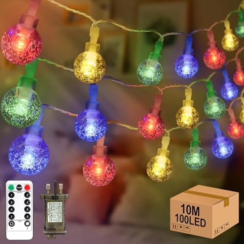 XURISEN Globe Fairy Lights Plug in, 33ft 100 LED String Lights with ...