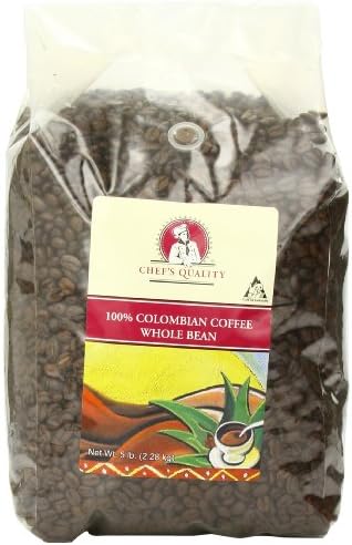 Amazon.com : Chef's Quality Colombian Whole bean coffee, 2.5 Pound Bag ...