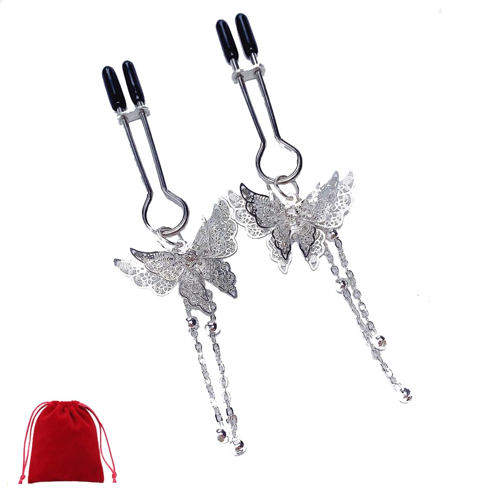 Layers Butterfly Tassel Nipple Clips Adjustable Non Piercing Breast ...