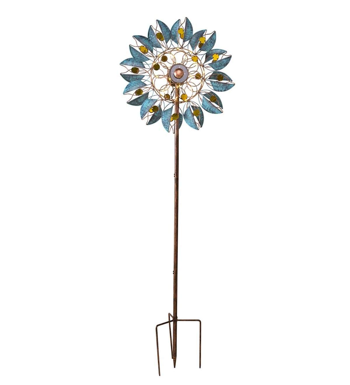 Wind & Weather Verdigris Leaf Solar-Lighted Metal Wind Spinner for sale ...