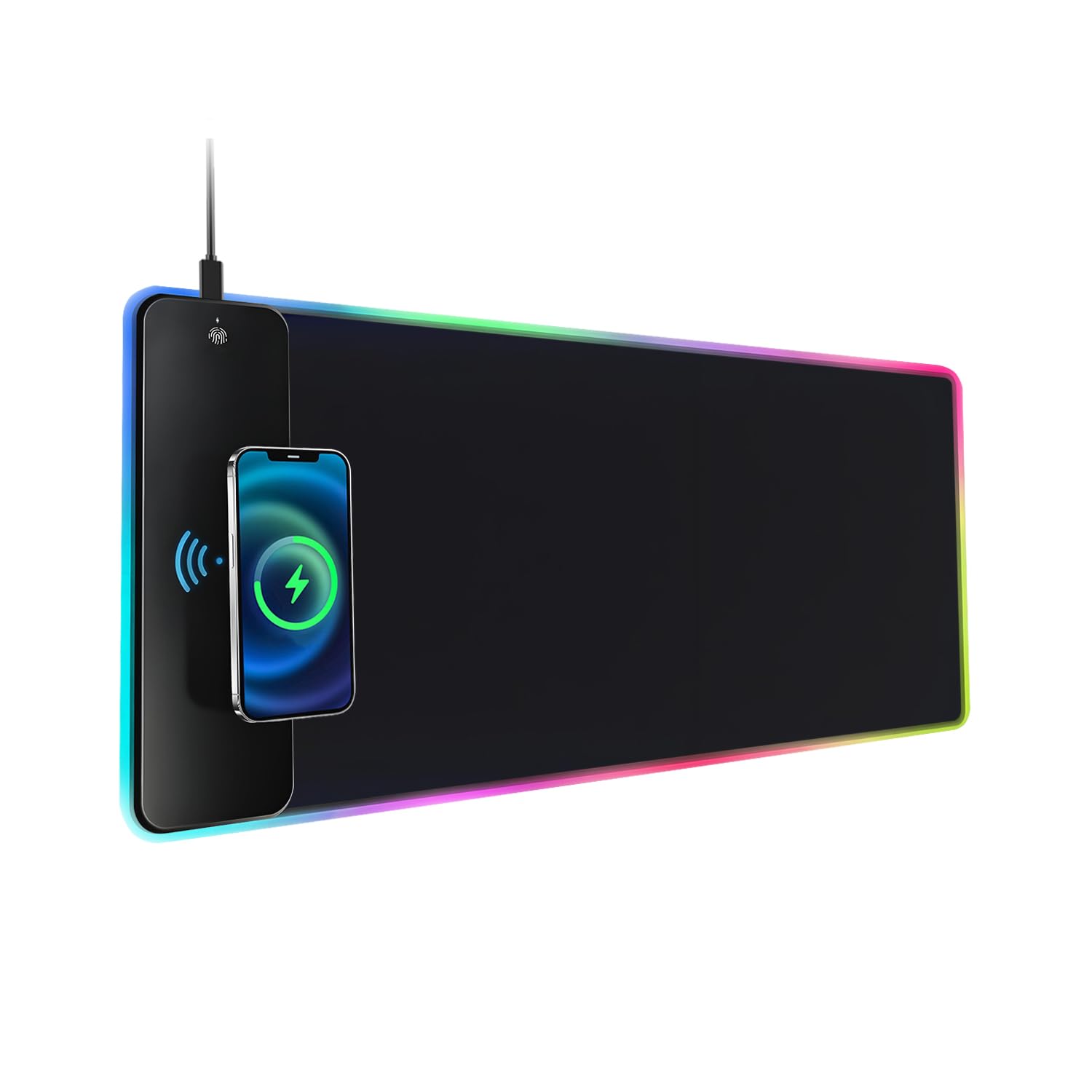 QUMOX 15W Fast Wireless Charging RGB Mouse Pad, Extra Large 800x300x4MM ...