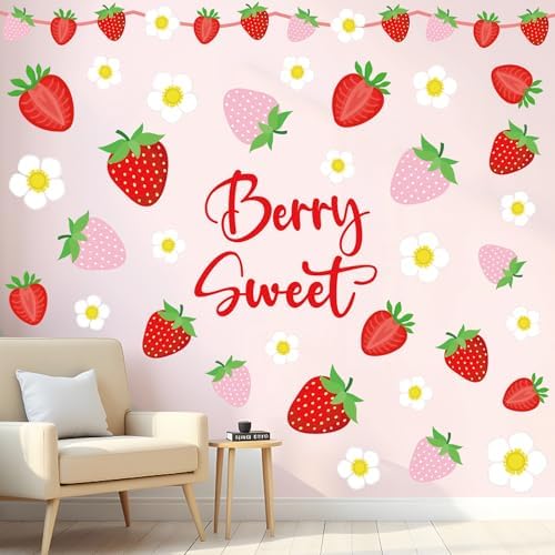 Amazon.com: JarThenaAMCS Strawberry Daisy Wall Stickers Berry Sweet ...