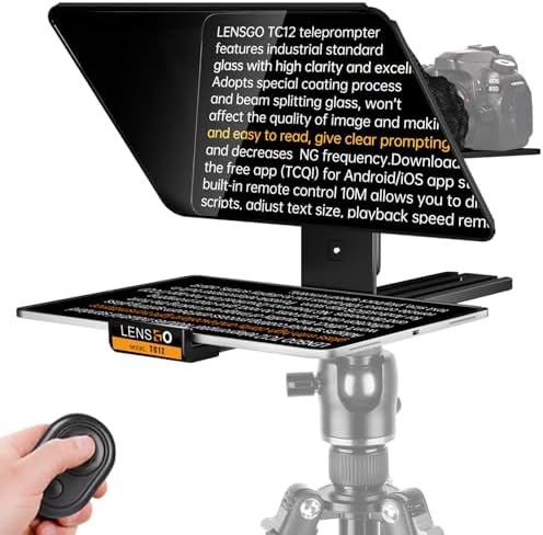 Amazon.com : LENSGO 12.9'' Aluminum Teleprompter for iPad Tablet DSLR ...