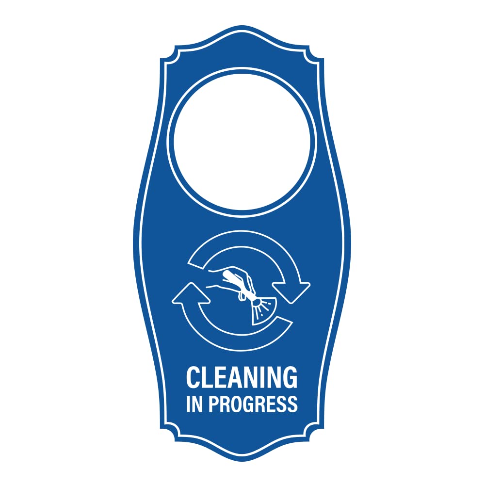 Amazon.com : Signs ByLITA Cleaning in Progress Door Hanger - Blue, 4" x ...