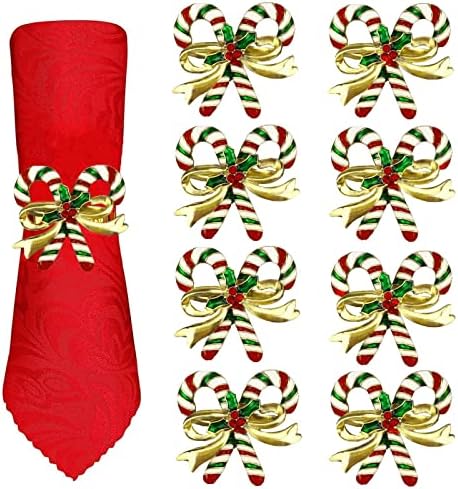 Amazon.com: 100 Pieces Christmas Paper Napkin Rings Xmas Red and White ...