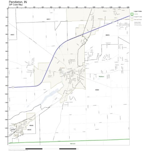 ZIP Code Wall Map of Pendleton, IN ZIP Code Map Laminated: Amazon.com ...