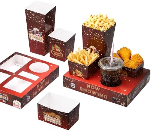 Amazon.com: WSICSE 27 Set Movie Night Snack Trays, Disposable Paper ...