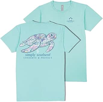 Simply Southern Turtle - Abstract - Floral - Adult T-Shirt at Amazon ...