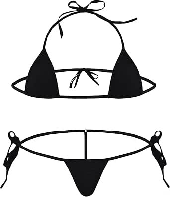 Amazon.com: Women Sexy Halter Neck Swimsuit Small Bar with Adjustable G ...