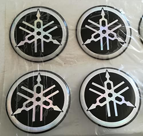 YAMAHA Logo Sticker Set of 4 Resin Stickers 3D Effect Black - Silver ...