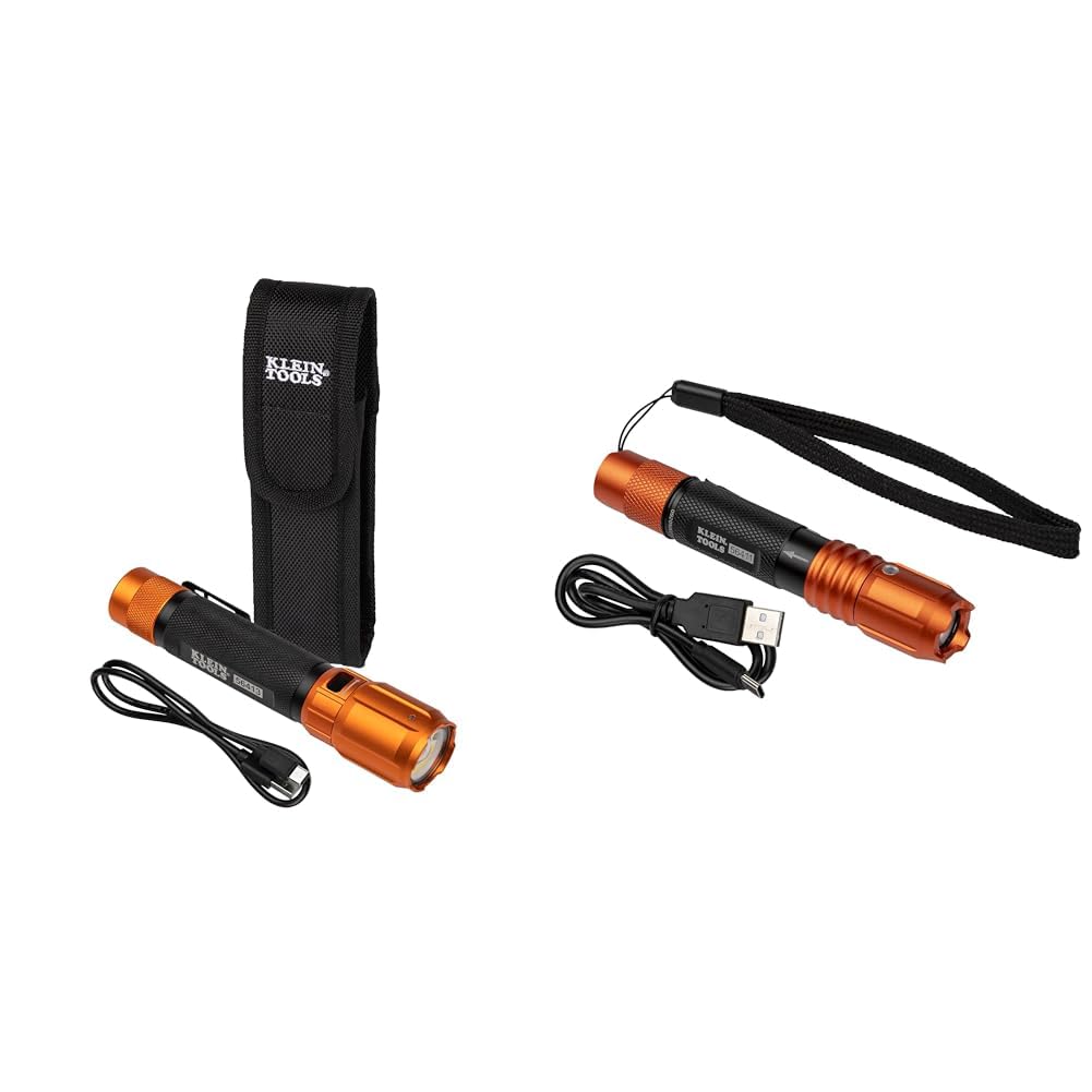 Klein Tools 56413 Rechargeable 2-Color LED Flashlight, Holster ...