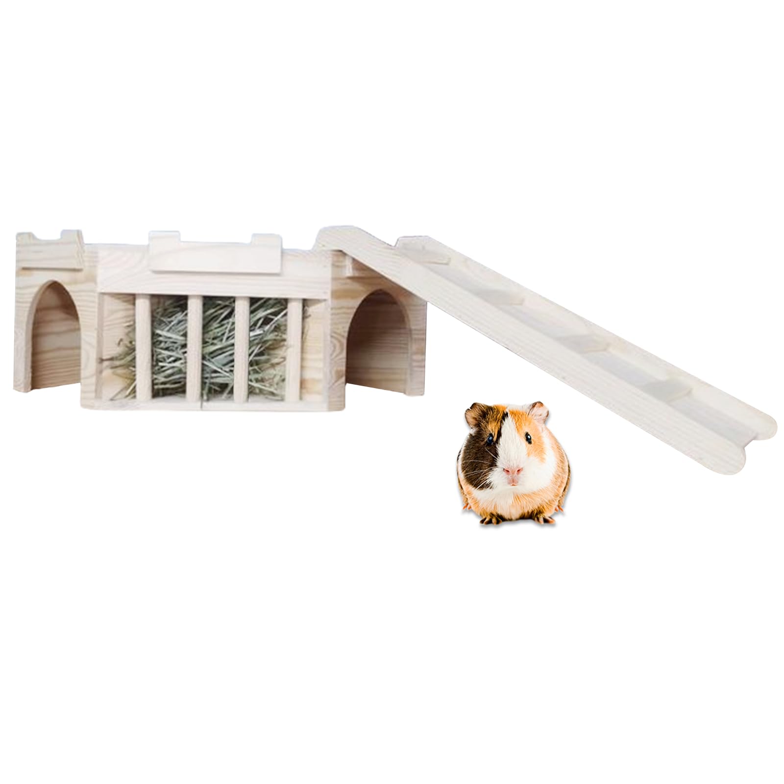 Rabbits Wood Hay Rack Guinea Pig Natural Wooden Hay Feeder Rack Large ...