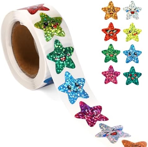 1000pcs Shiny Star Smile Stickers, Self Adhesive Shiny Reward Smile ...