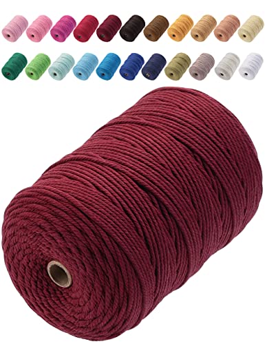 GOHOF Macrame Cord 3mm x 200m Premium Cotton Macrame Rope, 4 Strand ...
