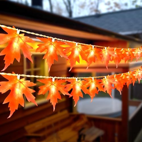BOLWEO 3M Maple Leaf Fairy Lights, 20LED Halloween Fairy Lights Battery ...