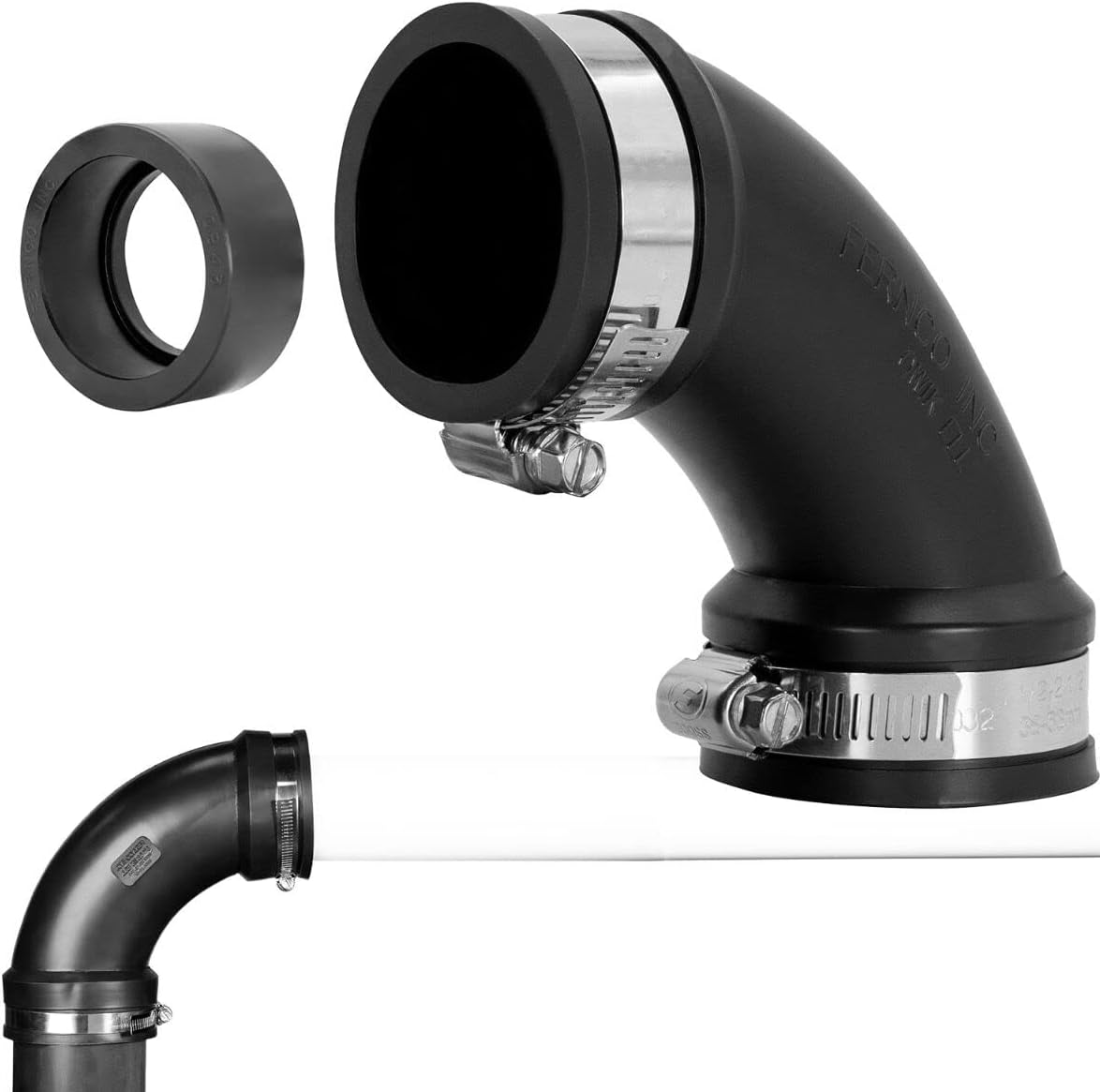 Amazon.com: Fernco 4" Flexible PVC 90-Degree Elbow Includes Optional 3" Reducer Bushing for DWV ...